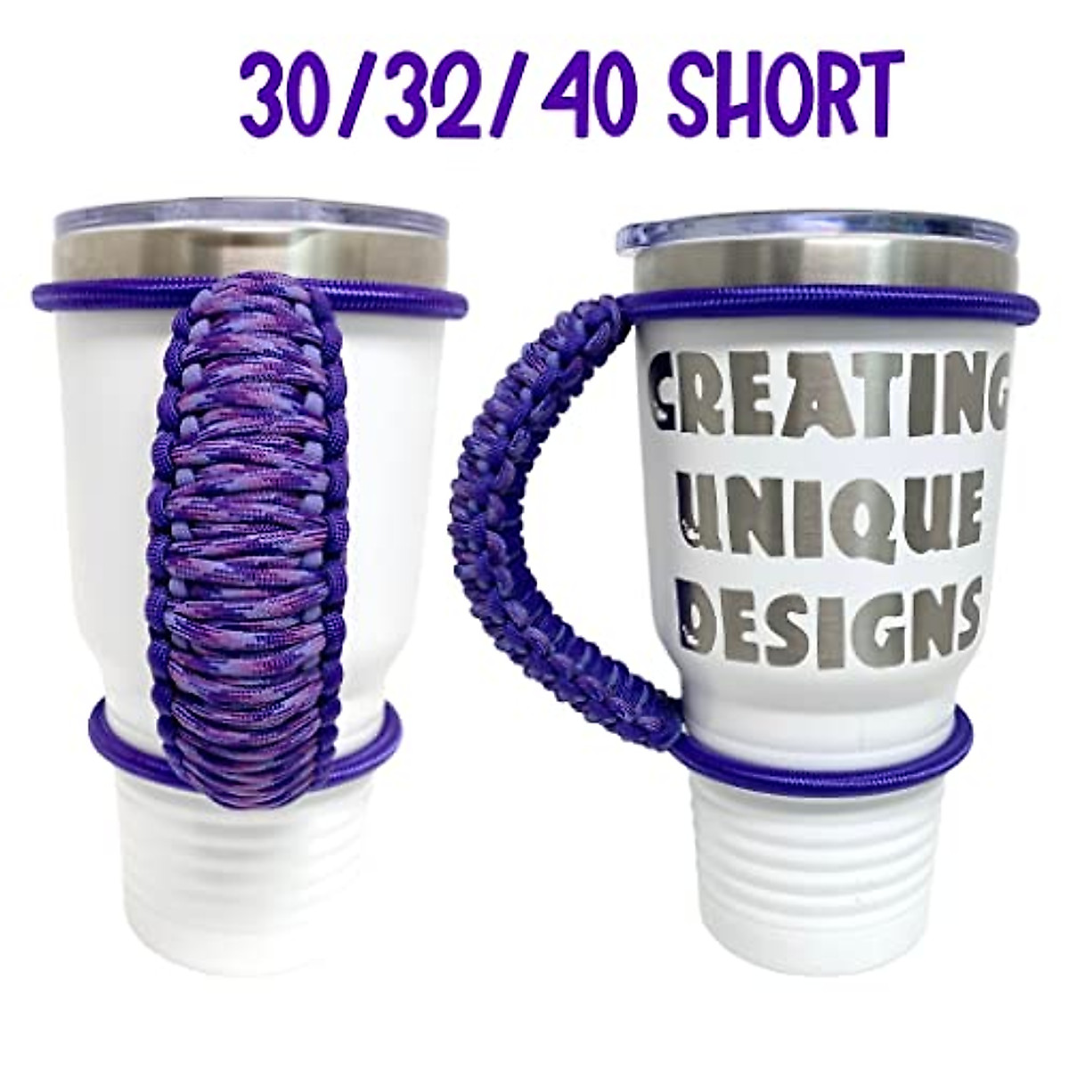 Creating Unique Designs Handmade Elastic Tumbler Handles 20 30 32 40 oz (Handle Only) (Purple blend lavender)