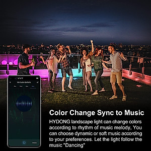 HYDONG Garden Lights Outdoor, 9 LED Bluetooth Control In-Ground Lights, IP65 Waterproof Landscape Lights Pathway Spotlight for Yard Deck Lawn Patio Pathway Walkway (RGB+ Warm White), 2 Pack