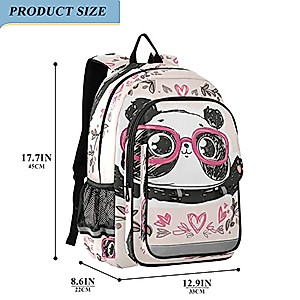 ALAZA Panda with Glasses Flowers Casual Backpack Travel Daypack Bookbag