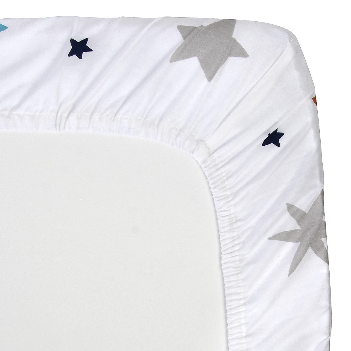 Fisher Price Space Explorer Baby Milestone Sheet, Fitted Crib Sheet Cotton Stars Space Themed Nursery Bedding 28x52” Fitted Crib Sheet for Boys