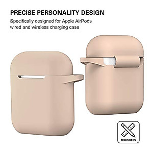 ATUAT AirPods Case Cover, Full Protective Soft Silicone Case Accessories with Keychain for Apple AirPods 1st 2nd Generation Charging Case, Front LED Visible, Tan Brown