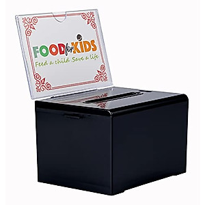 Adir Acrylic Donation Ballot Box with Lock - Secure and Safe Suggestion Box Great for Business Cards (6.25" x 4.5" x 4") Black
