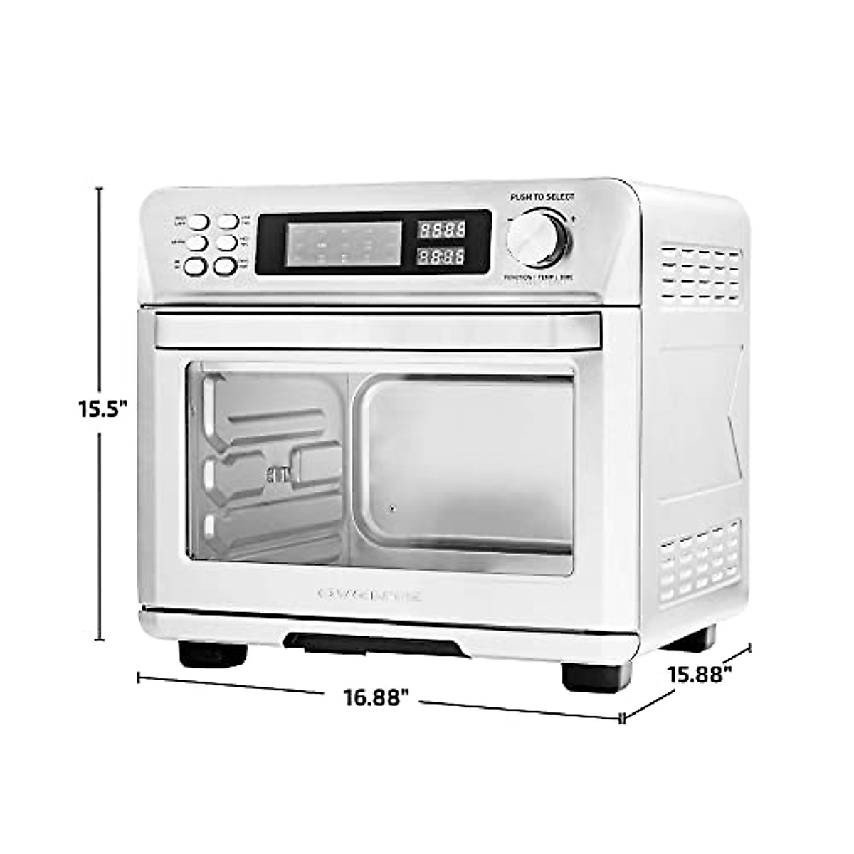 OVENTE Air Fryer Toaster Oven Combo, 26 Qt Stainless Steel Countertop Convection Oven with 1700W Power, Digital Display and Accessories, Perfect for Pizza, Roast, Bake, Toast & Broil, Silver OFD4025BR