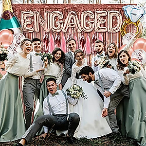 Engagement Party Decorations – Engagement Balloons – Rose Gold Engaged Balloons Letter – Diamond Engagement Ring Balloon Engagement Decorations Set – Engaged Decorations Banner for Wedding Decor