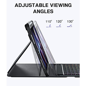 Harvopu for iPad Pro 11 inch Case with Keyboard - 7 Color Backlit Detachable Bluetooth Keyboard for iPad Pro 11-inch 2022(4th Generation)/2021(3rd Gen)/2020(2nd Gen), Black