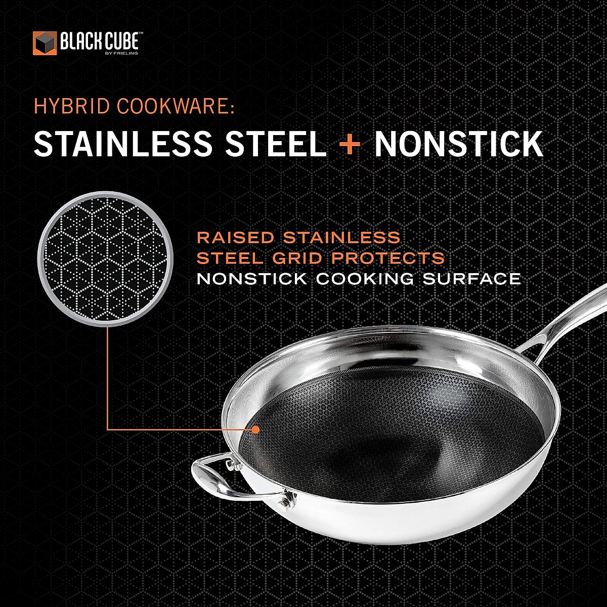 Black Cube Quick Release Cookware Wok with Helper Handle, 12.5-Inch/2.5 Quart …