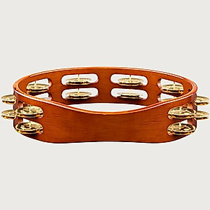 Meinl Percussion Traditional Wood Tambourine with Solid Brass Jingles, Double Row — NOT MADE in CHINA — for All Musicians, 2-YEAR WARRANTY (TA2B-AB)