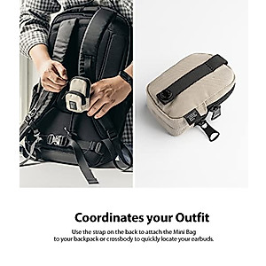 Ringke Mini Pouch Two Pocket, Small Bag for Universal Wireless Ear Buds, Durable Waterproof Keychain Accessories Compatible with AirPods Pro 2nd Generation and AirPods 4 Case - Beige