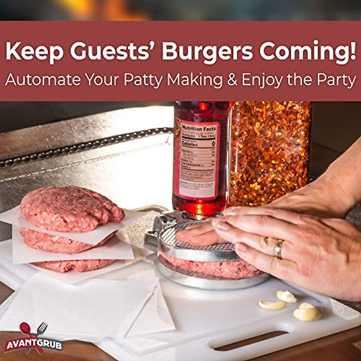 Pro-Grade Burger Press 4.5in. Nonstick Cast Aluminum Patty Maker Presses 1/4 Lb Ground Beef or Sausage Patties. Grill Perfectly Round Hamburgers Quick and Easy. Great for Barbecues and Meal Prep