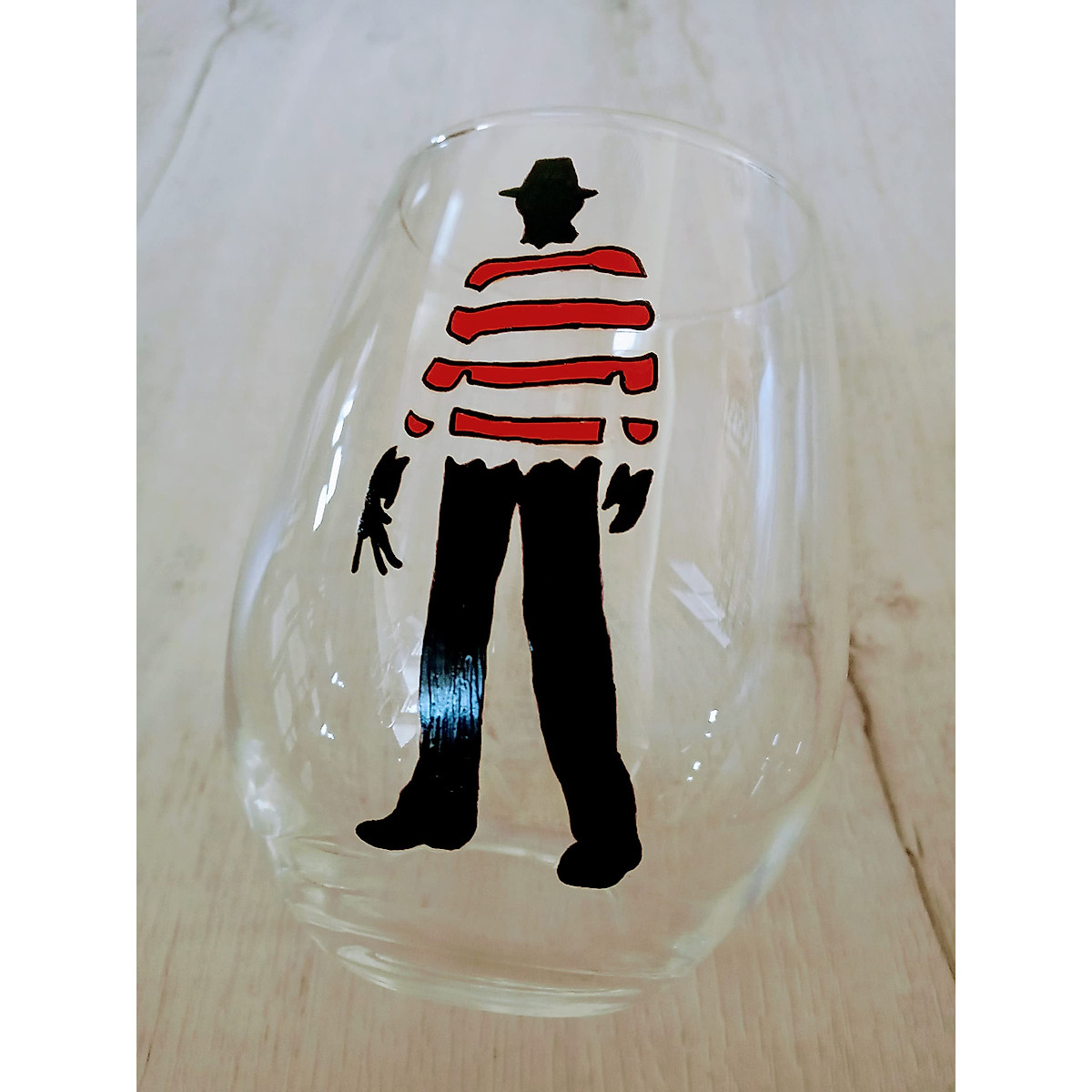 Freddy Krueger Silhouette Hand Painted Wine Glass/Nightmare on Elm Street