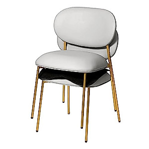 Tov Furniture McKenzie Light Grey Vegan Leather Stackable Dining Chair - Set of 2