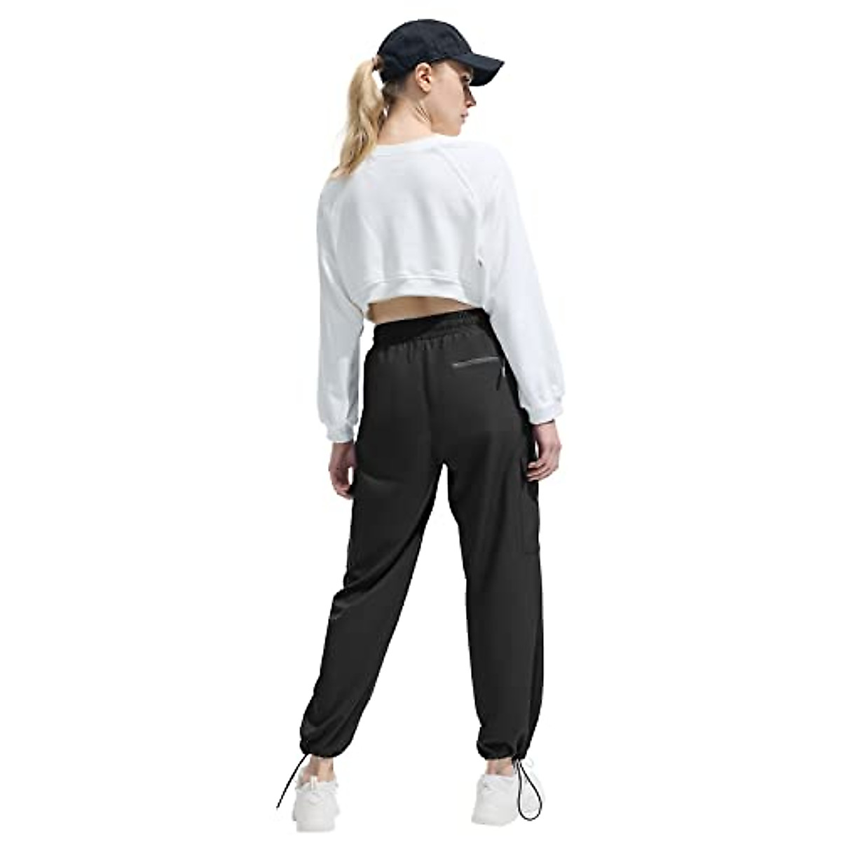 FARUNGS Quick Dry Cargo Pants Lightweight Tactical Hiking Pants with 5 Pockets for Women,Stretchy Waist and Water Resistant Black