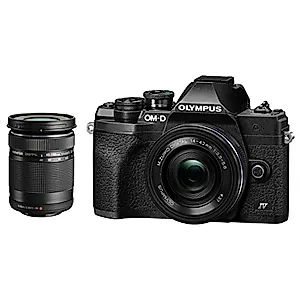 Olympus OM-D E-M10 Mark IV Digital Camera with M.Zuiko Digital ED 14-42mm f/3.5-5.6 EZ and M.Zuiko Digital ED 40-150mm f/4.0-5.6 R Lenses (Black) (2 Items)