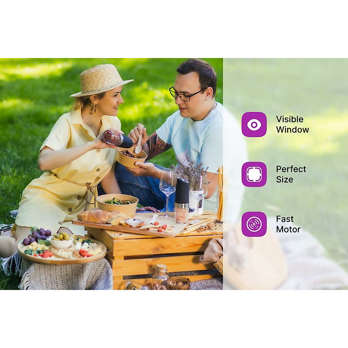 KSL Gravity Electric Salt and Pepper Grinder Set - Adjustable Motorized Electrical Powered Auto Shakers - Automatic Power Mill - Automated Battery Electronic Crusher - Christmas Mother's Day Gift Kit