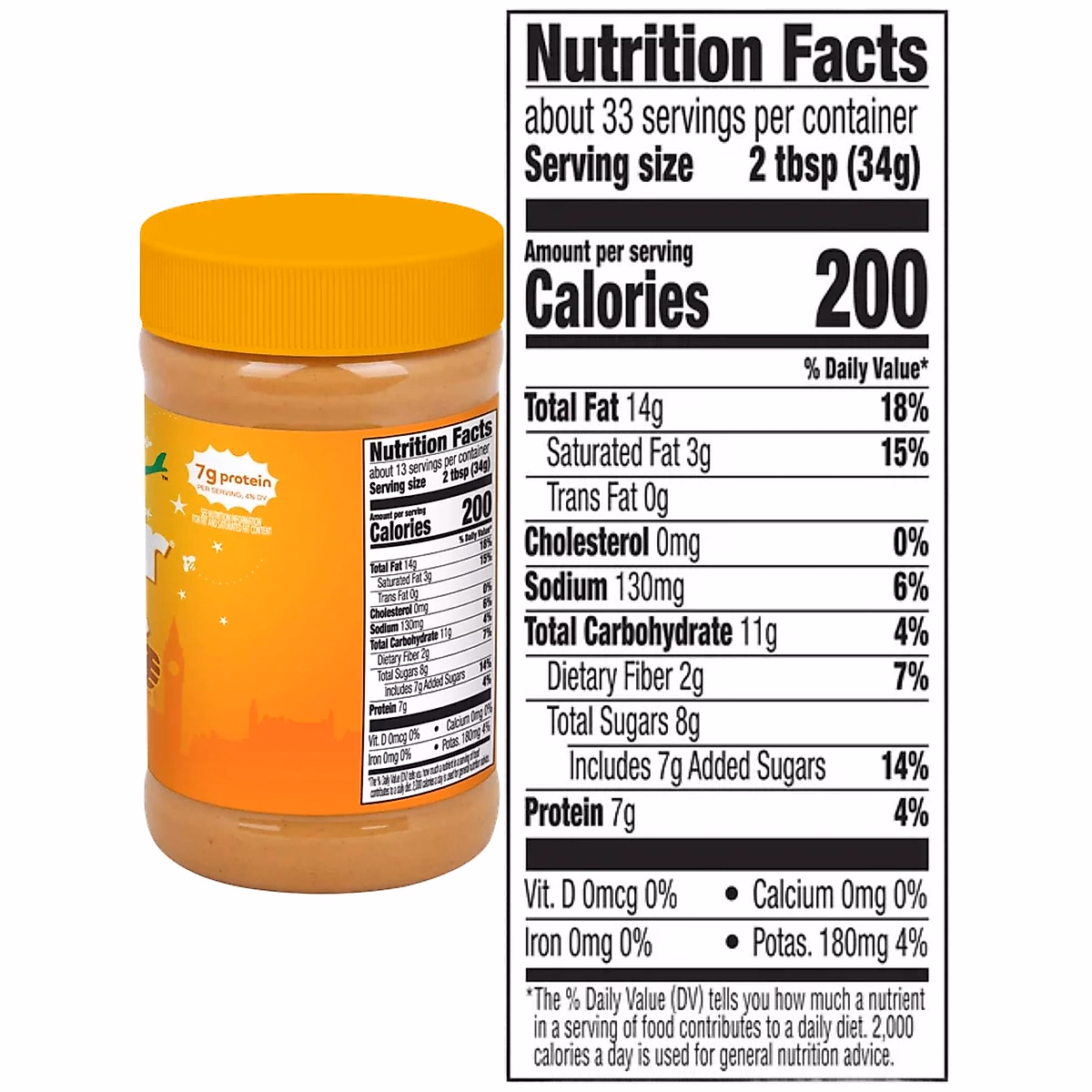 Honey Roast Creamy Peanut and Natural Honey Spread, 16.3 Ounce Plastic Jars (Pack of 2)