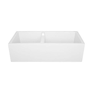 Signature Hardware 406509 Risinger 36" Farmhouse 60/40 Double Basin Fireclay Kitchen Sink