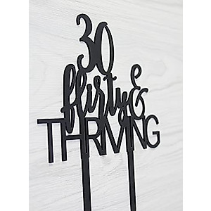 30 Flirty & Thriving Cake Topper, Funny 30th Birthday Party Decor,Dirty Thirty Cake Topper,Birthday Party Decorations Supplies(Black)