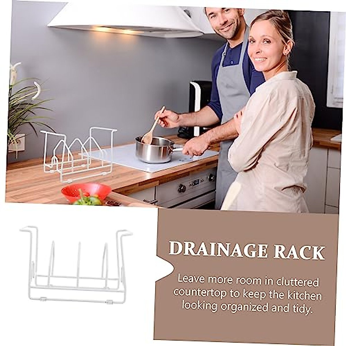 RUNROTOO Drain Rack Pan Lid Rack Plate Cup Drying Tray Pan Lids Holder Metal Stand Metal Utensil Holder Pot Lid Holder Dishes Storage Holder Dish Rack for Kitchen Counter Draining Rack Sink