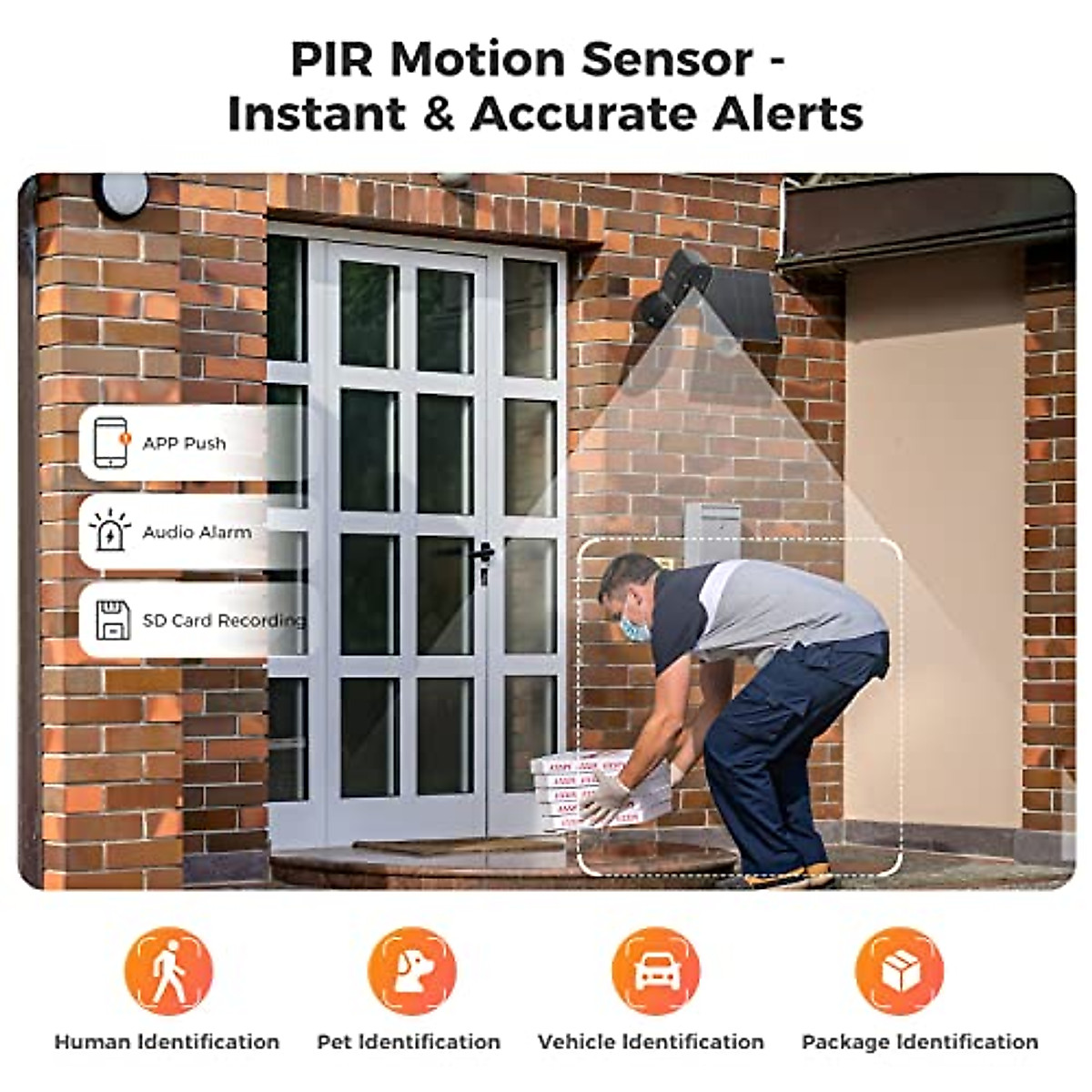 LongPlus Security Cameras Wireless Outdoor, 2 Pack Solar Camera Security Outdoor, 1080P Color Night Vision, Wireless Home Security Cameras with Solar Panel, Spotlight/Alarm, AI Detection, 2-Way Talk