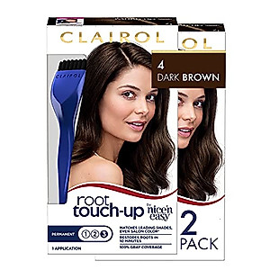 Clairol Root Touch-Up by Nice'n Easy Permanent Hair Dye, 4 Dark Brown Hair Color, (Pack of 2)
