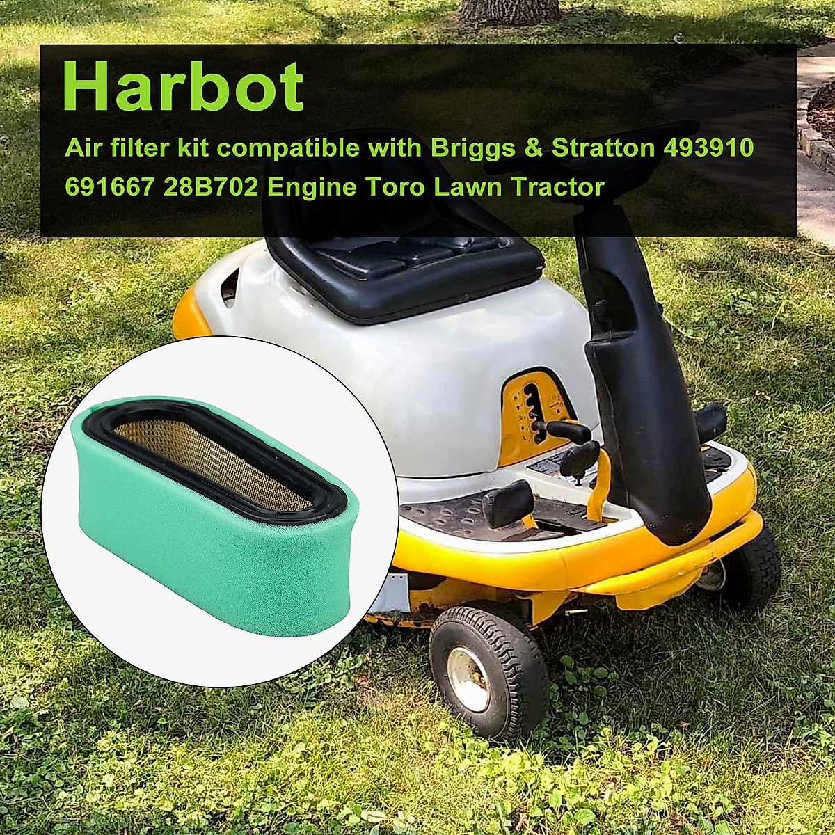 Harbot 493910 691667 Air Filter with 272477S 272477 Pre Cleaner Fuel Filter for BS 28A702 28B702 28B707 8.5HP - 11.5HP Vertical Engine Cub Cadet Toro Lawn Tractor