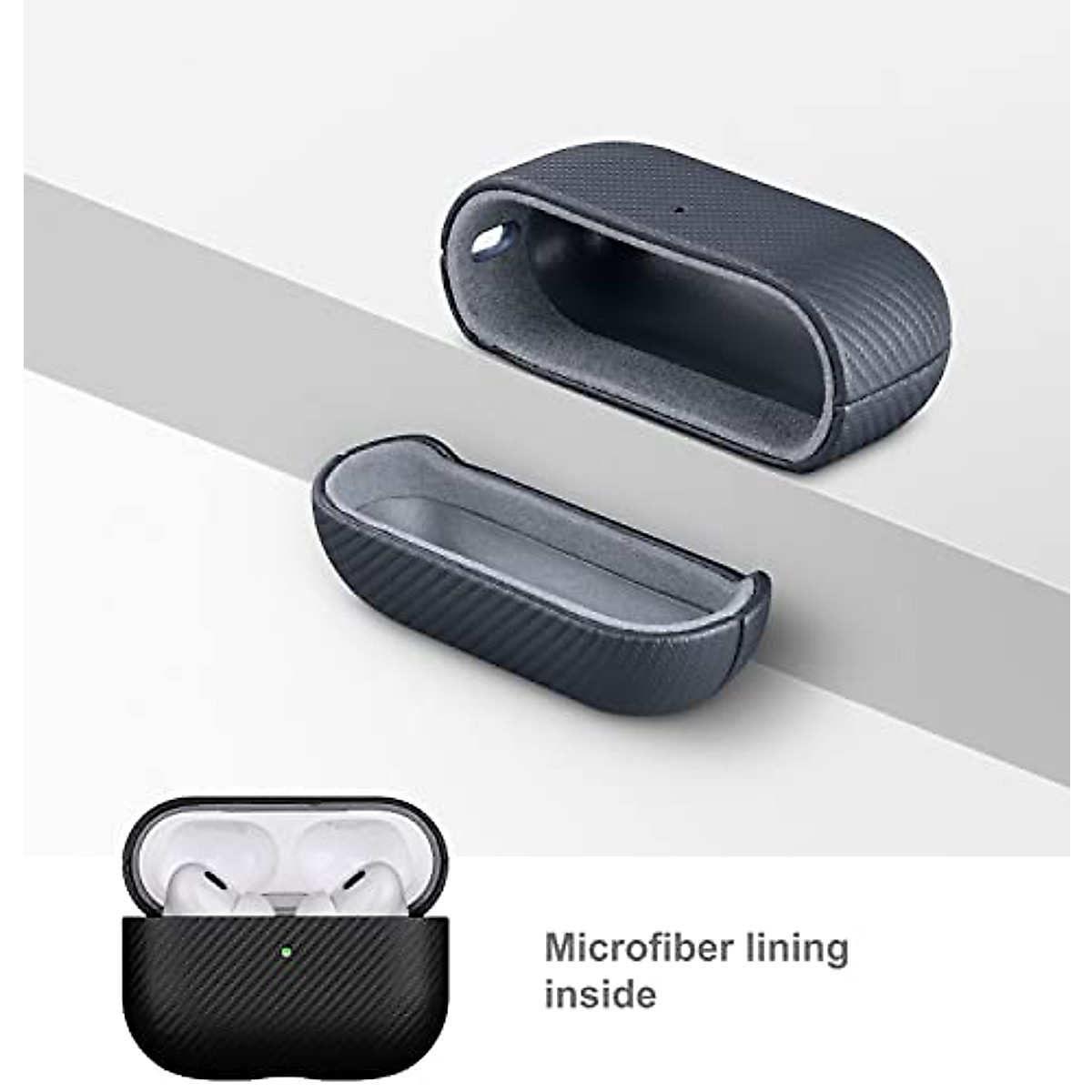 LOPIE Case (Not for AirPods Pro 1st Gen), Handmade AirPods Pro 2nd Generation Case Protective Cover, Carbon Fiber Style Vegan Leather Case for Men/Women - Black