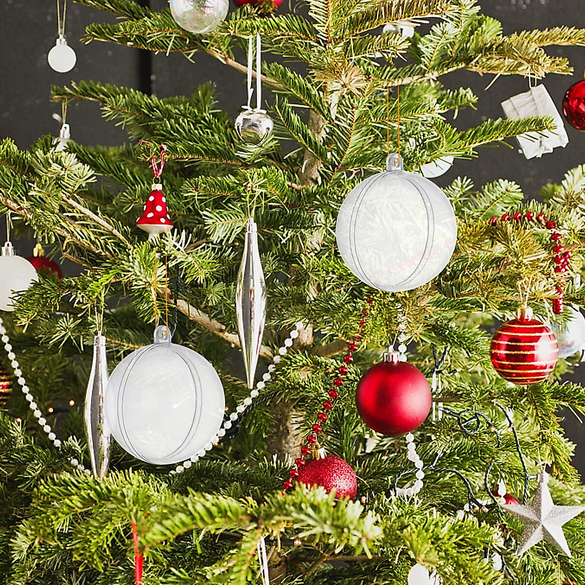 20pcs Christmas Clear Ball 50mm Plastic Fillable Ornaments Balls for Xmas Tree DIY Crafting Wedding Holiday Home Decor Party Supplies