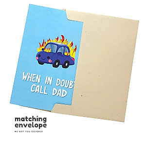 Sleazy Greetings Funny Happy Father's Day Greeting Card | Cheeky Birthday Card For Dad | Bday Card with Envelope (When In Doubt Call Dad)
