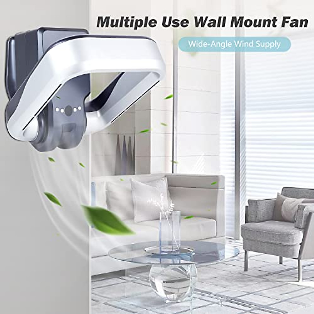 InfiniPower Bladeless Wall Mount Fan with Remote Control, 15.7" Small & Quiet Tower Fan 90° Adjustable Air Circulation Cooling for Bedroom Sleeping,Table/Desk,Living Room,Home,Office,Commercial Shop