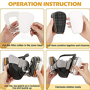 BAOMAO Reusable Face Cover Set for Painting Against Dust/Organic Vapors/Smells/Fumes/Sawdust/Asbestos Suitable for Painting,Staining,Car Spraying,Sanding &Cutting