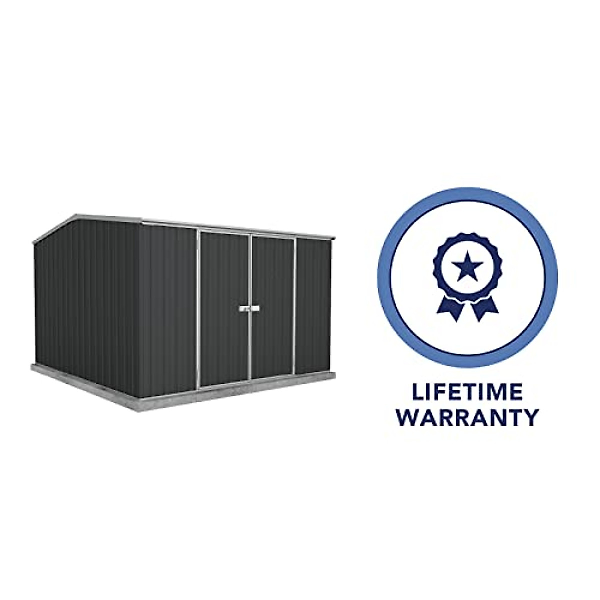 ABSCO Premier 10 x 10 Ft. Metal Storage Shed, Aluminum and Steel Utility Tool Shed, Outdoor Storage for Backyard, Lawn Patio, 100 Sq. Ft., Monument Gray (MN30302GK-PTX)