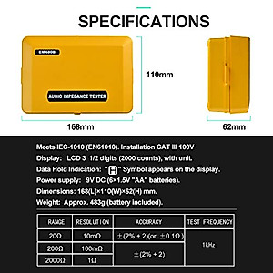 ALLOSUN - EM480B Audio Impedance Tester Digital LCD Insulation Resistance Megohmmeter Meter Tester with Bag