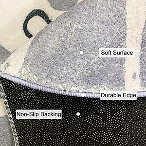 ABREEZE Kids Play Rug 4ft,Lion Round Area Rug Kids Nursery Door Mat Soft Plush Non-Slip Childrens Carpet for Bedroom Living Room Kids Playroom,Grey