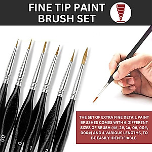 Tamiya Extra Thin Cement with Fine Tip Applicator and 6 Pixiss Miniature Paint Brushes - 4 oz Plastic Model Glue for Miniatures, Scale Models - Fine Detail Paint Brush Set for Modeling and Gundam Kits