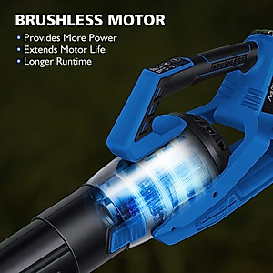 AVID POWER 40V Cordless Leaf Blower, Brushless Electric Leaf Blower 485-CFM 130-MPH, Battery Powered Blower with Two 2.0Ah Batteries, 4 Speeds and Turbo Function-Blue