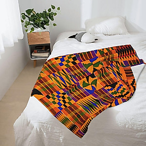 LELEMATE African Tribal Ethnic Kente Print Plush Throw Blanket for Boys Girls Teens Soft Flannel Bed Blanket for Sofa Chair Office Trip Camping Outdoor Home Decor 50"x60"