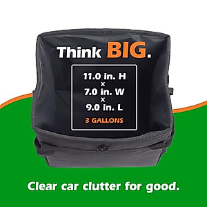 Drive Auto Car Trash Can - Collapsible, Leakproof Garbage Bin with 20 Trash Bags and Adjustable Strap - Car & Truck Accessories for Men and Women - Black, Large