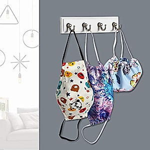 4 Pieces Key Rail 4-Hook Key Organizer Hook Rail Self-Adhesive Key Rack for Hanging Keys Towels (White)