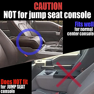 KMMOTORS F-150 Center Console Cover, Armrest Cushion, Interior Accessories for F-150 Car Gadget, Vegan Leather, Armrest Protector (2015~2020, Black)