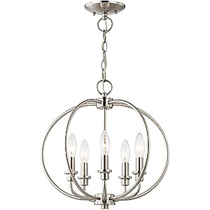 Livex Lighting 4665-91 Milania 5-Light Convertible Hanging Lantern/Ceiling Mount, Brushed Nickel