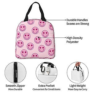Eleploi Pink Smile Face Insulated Lunch Bag - Chic & Practical, Lunch Box For Office, Picnics, Outdoor Adventures