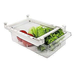 Fridge Drawer Organizer with Handle, Pull-out Refrigerator Storage Organizer Bins, Fridge Shelf Holder Storage Box