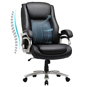 COLAMY Big and Tall Office Chair 400lbs Wide Seat- High Back PU Leather Executive Computer Desk Chair for Heavy People, Large Office Chair with Heavy Duty Metal Base and Ergonomic Back Support- Black