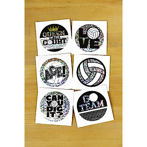 Assorted Volleyball Sports Sparkle Sticker Sheet Pack - 102 Stickers