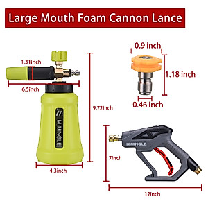 M MINGLE Pressure Washer Hose 50 FT x 1/4" - Replacement Power Wash Hose High Pressure Washer Gun Snow Foam Lance