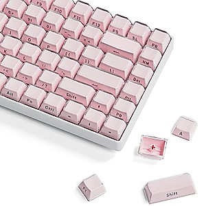 XVX Keycaps - Crystal Jelly Keycaps, Custom Keycaps 113 Keys, Side Printed Keyboard Keycaps OEM Profile Pink Keycaps for 61/68/84/87/98/100 Cherry Gateron MX Mechanical Keyboard