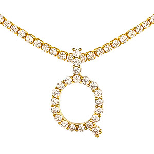 Suplight Tennis Chain Initial Necklace, Choker Chain with Pendant, Womens Bling Necklace, Cubic Zirconia CZ Micro Pave A-Z Alphabet Letter Necklaces for Women