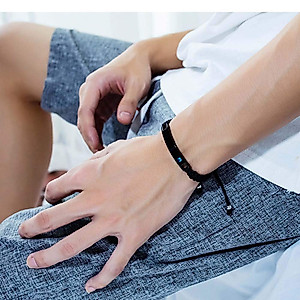 MJartoria Couples Bracelets, Matching Bracelets for Couples His Queen and Her King, Handmade Rope Braided Rhinestone, Stainless Steel Bracelets Valentine's Day for Wife Husband