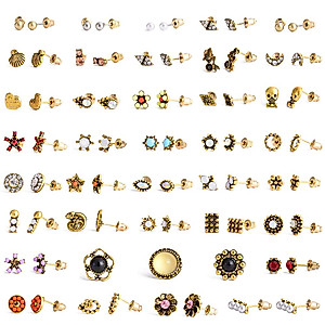 36 Pairs Boho Stud Earrings Set Earring Set for Women Hypoallergenic Fashion Vintage Earrings Set Assorted Multiple Small Jewelry (Style 01)
