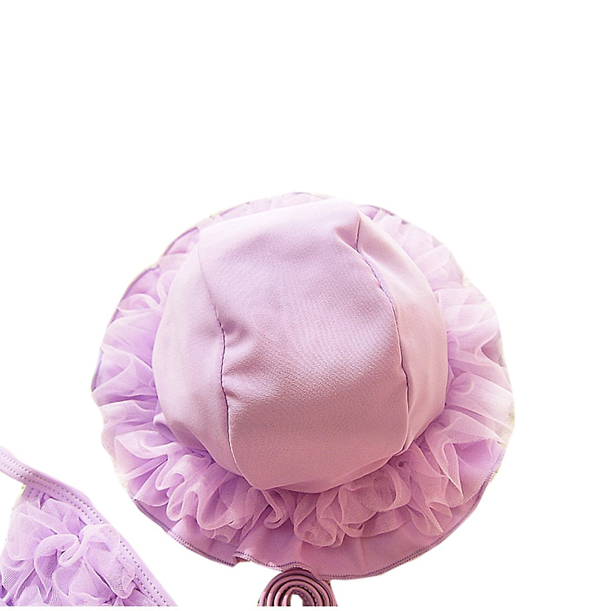 Bebone Baby Girls Lace Bowknot Strap Bikini with Hat (Yellow, 6-12M)